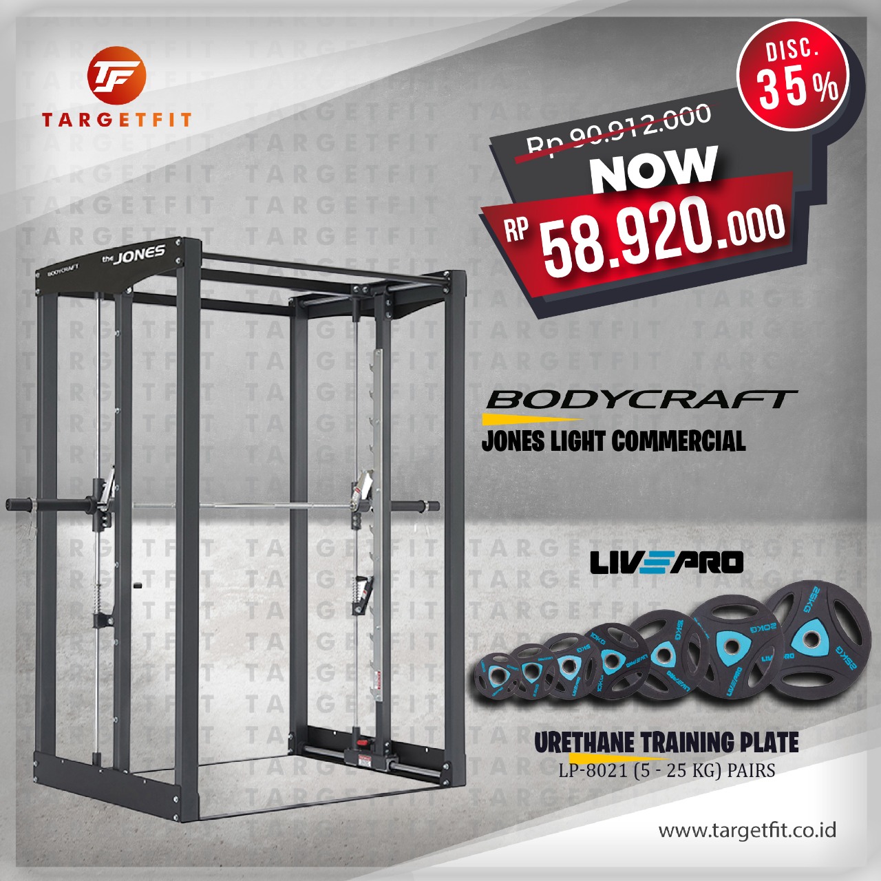 Promo Bodycraft Jones Smith Machine + Livepro Training Plate 5kg-25kg ...